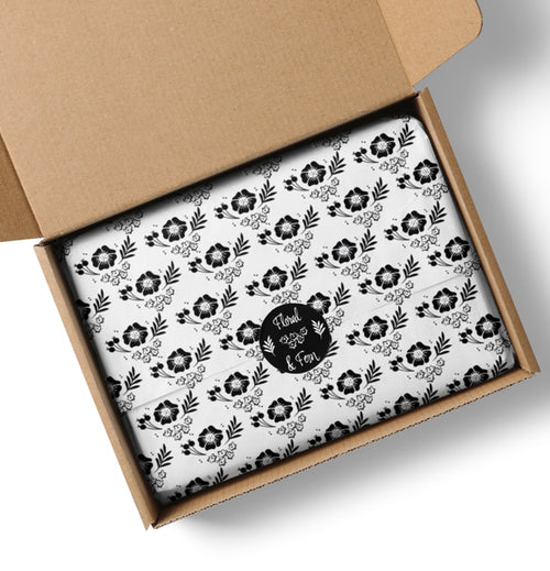 Custom Printed Tissue Paper - 1 Colour Tile Print on White Tissue Pape