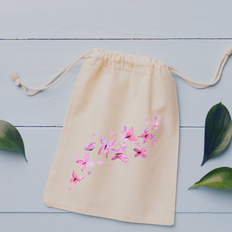 Calico Drawstring Bag | Small & Large Sizes | Plain or Printed