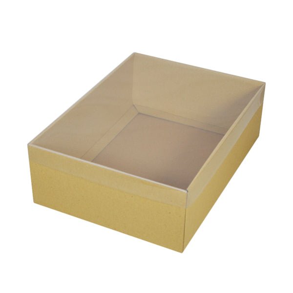 A4 Two Piece Cardboard Gift Box with Clear Lid - 100mm High
