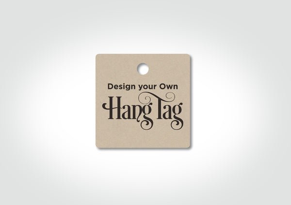 Hang Tags Square 50 x 50mm - Brown with Print (400gsm)
