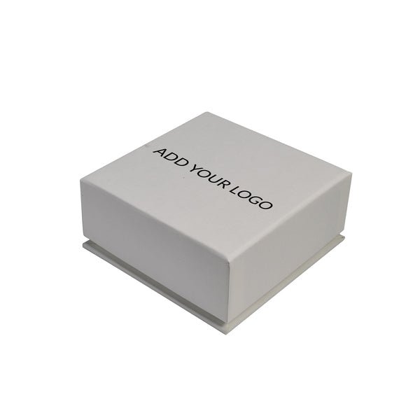 CUSTOM PRINTED Square Rigid Linen Jewellery Box - White